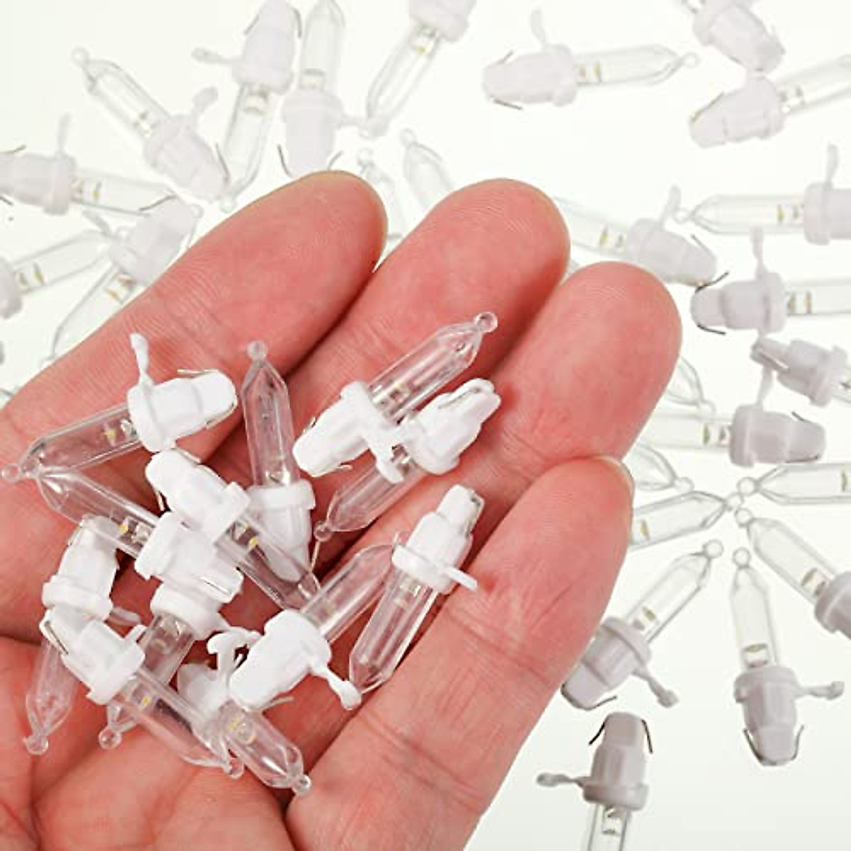 Remagr 60 Pcs Christmas LED Replacement Bulb Mini Wide Angle Xmas Tree Light Outdoor String for Garden Party Decor (White Base with Warm White Bulb)