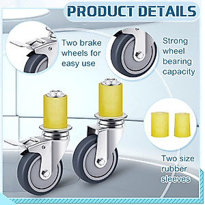 4 Pieces Work Table Caster Wheel Expanding Stem Caster Wheels Set of 4 Stainless Table Casters for Commercial Kitchen Prep Tables Worktable