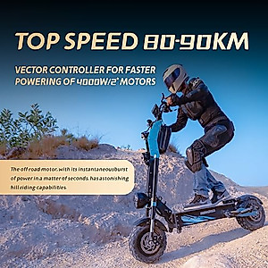 MORADVEN Electric Scooter high Power Dual Drive 4000W Motor, top Speed 60 mph, 60V45AH Range 90 Miles 13-inch Large Screen Removable seat Off-Road Tires Adult Electric Scooter