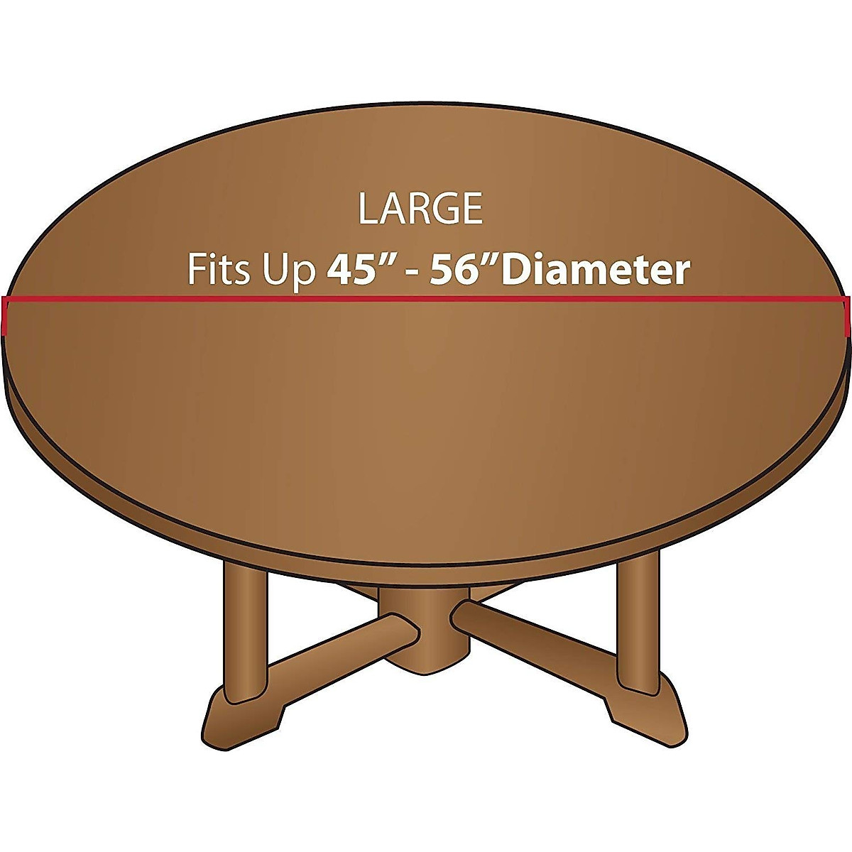 Covers For The Home Deluxe Elastic Edged Flannel Backed Vinyl Fitted Table Cover - All-Over Leaves Pattern - Large Round - Fits Tables up to 45" - 56" Diameter