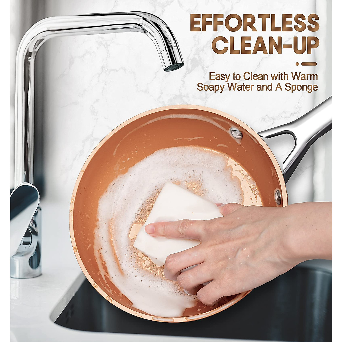 MICHELANGELO Nonstick Fry Pan With Lid, Hammered Copper Frying Pan Nonstick Skillet, 12 Inch Frying Pan Induction Compatible - Large Frying Pan 12 Inch