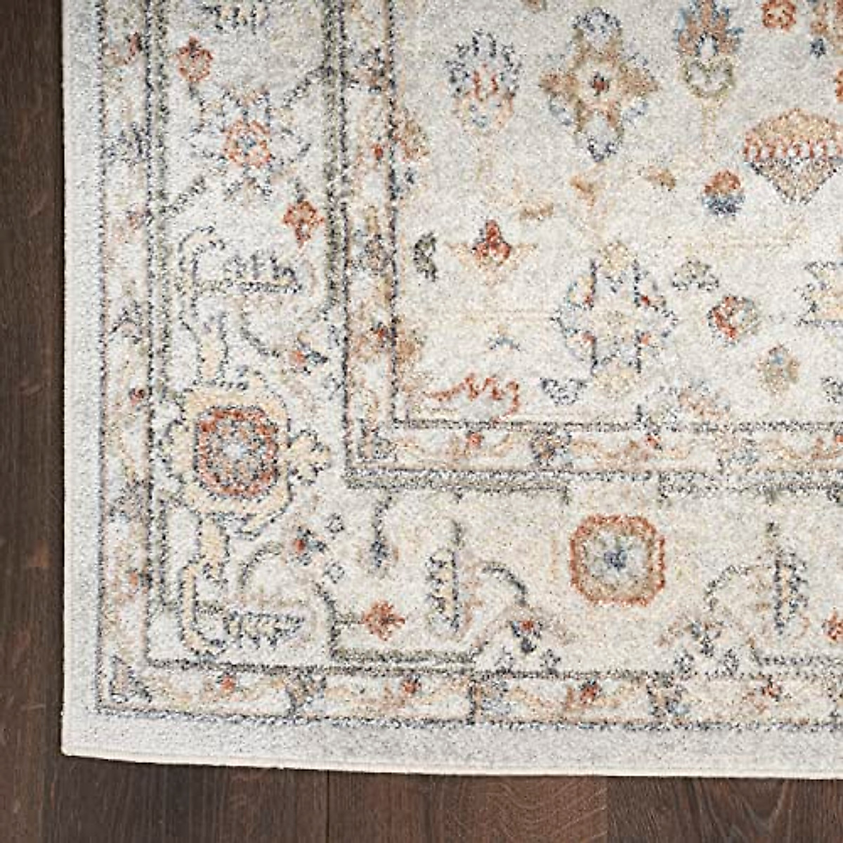 Nourison Astra Machine Washable Persian Grey/Orange/Multi 3'3" x 5' Area -Rug, Easy -Cleaning, Non Shedding, Bed Room, Living Room, Dining Room, Kitchen (3x5)