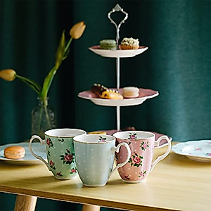 BTaT- Royal Coffee Mugs, 12 oz, Set of 8, Floral Mugs, Porcelain Bone China, Tea Mug, Coffee Cups, Coffee Mug Set, Large Coffee Mugs, Coffee Cups Set, Mugs for Coffee, Tea Cups