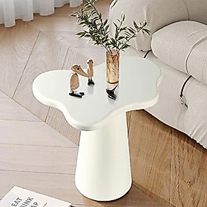 GRFIT Side Table End Table Small Drinking Table, Cloud Shaped End Table,Nightstand，Side Table Coffee Table for Small Place,for Office, Living Room Balcony and Bedroom, White Tea Table Coffee Table
