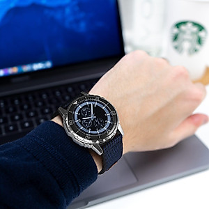 BISONSTRAP Sporty Nylon Watch Bands, Military Watch Strap for Men 22mm, Blue with Black Buckle