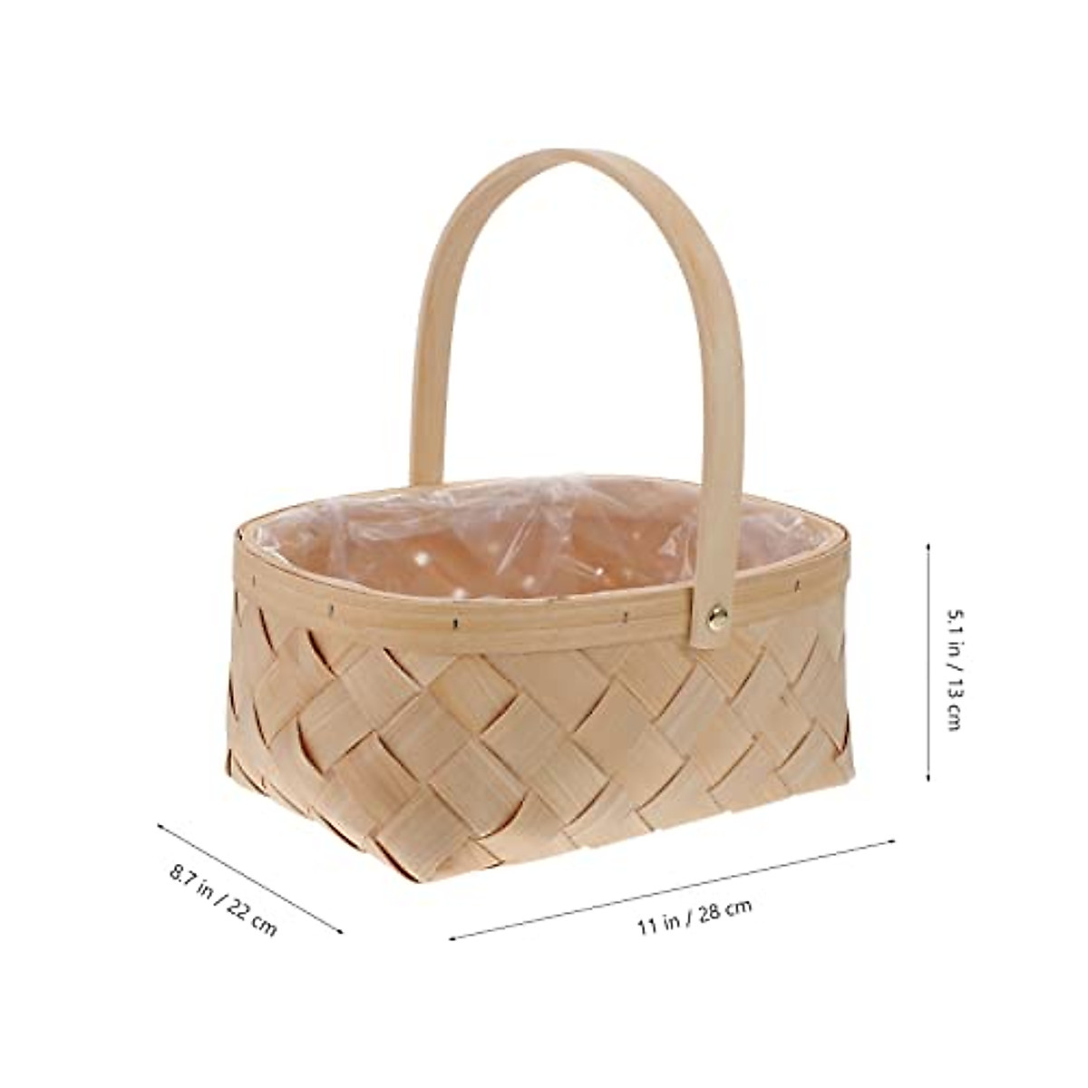 Handmade Rattan Storage Container Woven Storage Basket with Handle Seagrass Storage Basket Portable Flower Basket for Home Camping Wedding (Large)