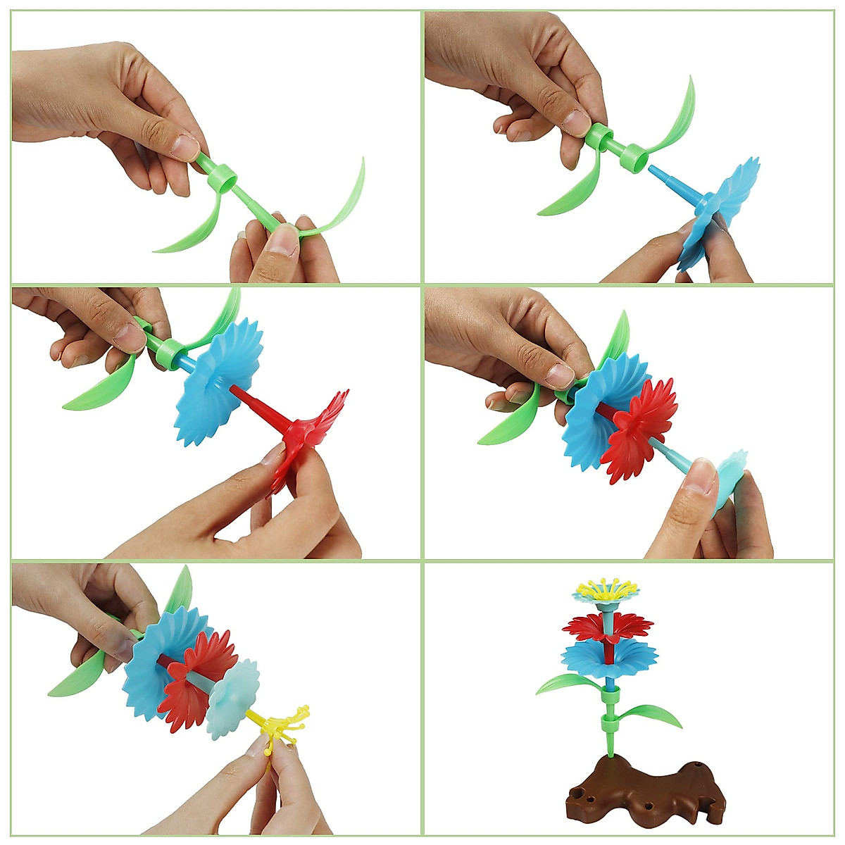 Cllayees 148 Pcs Flower Garden Building Toy Set for Kids, Building Blocks Pretend Gardening Set Preschool Educational Activity Stem Flower Garden Stacking Game Gift for Boys Girls Age 3-7 Year Olds