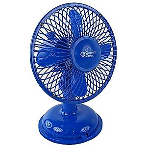 Comfort Zone CZ5USB 5" Mini Oscillating Desk Fan Dual Powered by USB or 4 x AA Batteries (Blue)