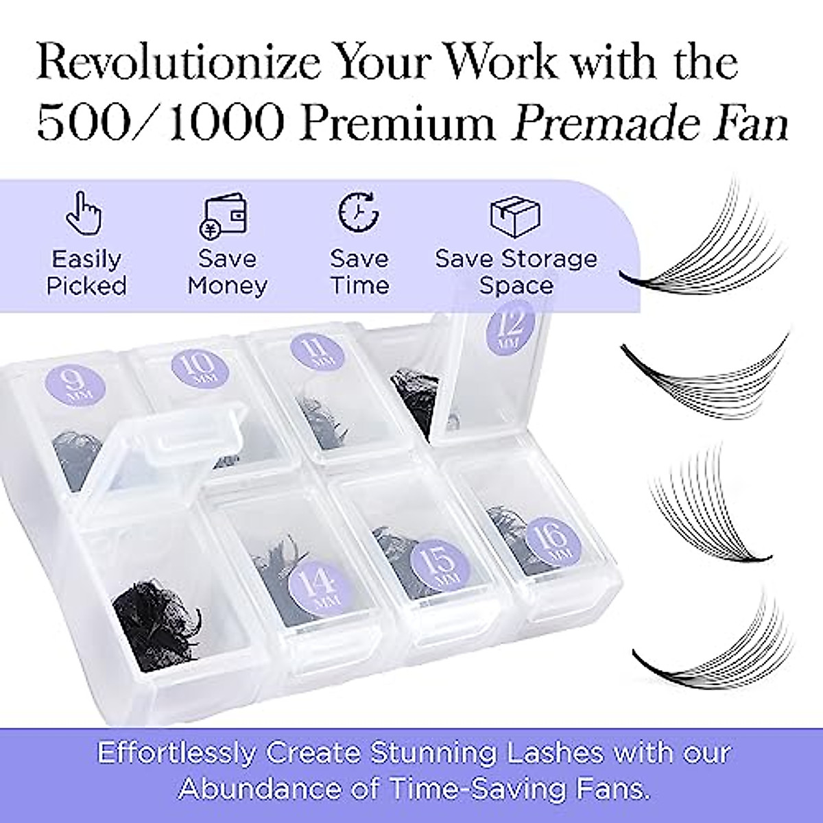 1000 Fans Premade Fans Eyelash Extensions BEYELIAN 0.07mm 10D D Curl Volume Lash Extensions Pre Made Fans Lash Extensions Handmade Promade Loose Fans Thin Base 9-16mm Mixed