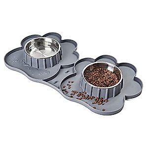 Dogvingpk Spill Proof Dog Food and Water Bowls Set with Suction Cup and Silicon Mat - Non Tipping Dog Dishes for Small and Medium Sized Dogs