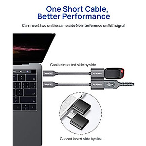 USB C to USB Adapter [2 Pack], JSAUX USB Type C Male to USB 3.0 Female OTG Cable Thunderbolt3 to USB Adapter Compatible with MacBook Pro/Air 2019 2018 2017, Samsung Galaxy S20 S20+ Ultra Note 10 S9 S8