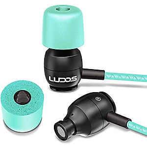 LUDOS Clamor Wired Earbuds in-Ear Headphones, 5 Years Warranty, Earphones with Mic, Noise Isolating Ear Buds, Memory Foam for iPhone, Samsung, School Students, Kids, Women, Small Ears - Turquoise
