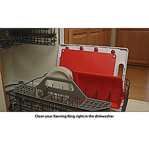 Karving King Dripless Cutting Board 2 in 1 System Non Slip Feet & Spikes Hold Food in Place while Carving Juice Groove Fills Drip Collection Drawer for Gravy & Easy Clean Up - Blue