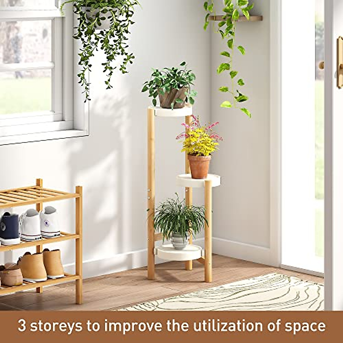 FILWH Plant Stand Indoor Outdoor Plant Rack 3 Tier 3 Potted Flower Holder Ladder Plant Stands Table Plant Pot Stand For Multiple For Balcony Window Living Room Garden Patio (3 Tier)