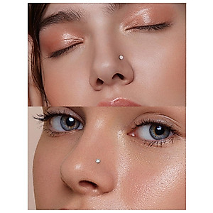 Lsnevsie 20G Push in Theadless Nose Rings Studs Stainless Steel Hypoallergenic Nose Rings Studs Piercing Jewelry for Women Men Diamond 1.5mm 2mm 2.5mm 3mm, Metal Crystal, stainless-steel