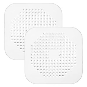 2 Pcs Shower Drain Hair Catchers, Square Shower Hair Drain Cover Catcher, Silicone Hair Stopper Catchers with Suction Cups, for Bathroom, Bathtub, Kitchen, Shower Drain