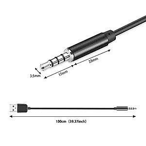 Coomoors USB to 3.5mm Jack Audio Adapter 2 Pack, Male AUX Audio Jack to USB 2.0 Male Charge Cable Adapter Cord for iPod Shuffle MP3 Player Headphones Speakers and Other Devices(3.3FT)