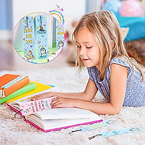 12 Pieces Unicorn and Rainbow Theme Bookmarks Sunflower Theme Bookmarks with 12 Pieces Metal Charms, Inspirational Quotes Bookmarker Page Markers 100th Day of School Gift for Kid (Unicorn-Rainbow)