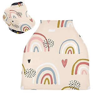 Nursing Cover Breastfeeding Scarf Colorful Rainbows and Hearts - Baby Car Seat Covers, Stroller Cover, Carseat Canopy (0na7c)