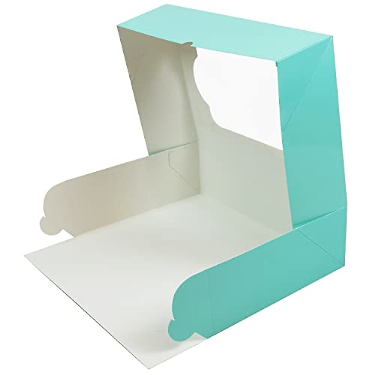 Global Sugar Art Auto-Popup Extra Deep Quarter Sheet Cake Box with Window, Designer Blue, 14 x 10 x 5 Inches, 5 Count. For 9 x 13 sheet cakes, cookies, pastries, desserts.