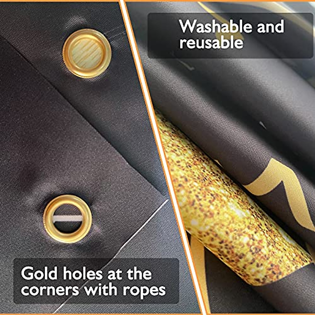 DARUNAXY 40th Wedding Anniversary Decorations, Large Happy 40th Anniversary Banner Backdrop 70 x 43 Inches, Black and Gold Party Balloons, Hanging Swirls for Indoor Outdoor Home Wall Party Supplies