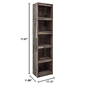 Signature Design by Ashley Derekson Rustic Pier with 3 Adjustable Shelves, Gray Pine