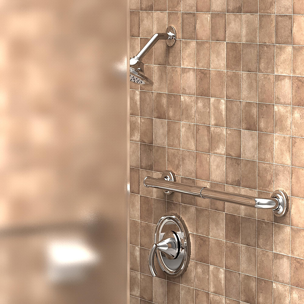 AquaChase Bath Safety Grab Bar, ADA Compliant 500lbs Support, Bathroom Mobility Aid, Stablilization Help for Seniors and Disabled, Rustproof Stainless Steel (24in, Chrome)