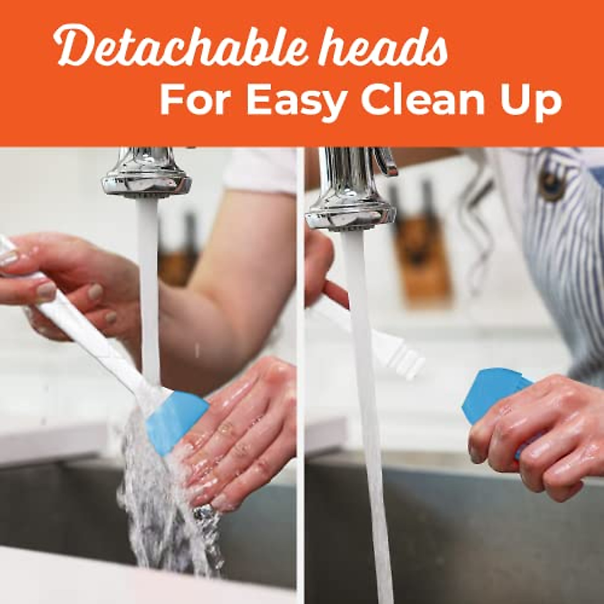 M KITCHEN WORLD Silicone Pastry Brush for Cooking 2 Pieces - Rubber Basting Brush with Grid, Kitchen Brushes Utensils for Food Sauce Butter Oil BBQ Spreading - Blue