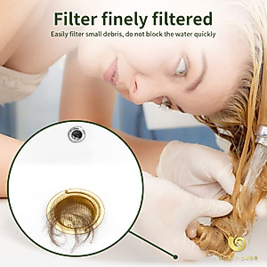 Snailhouse Sink Strainers, 2 Pack 4.5 Inches Stainless Steel Kitchen Mesh Sink Drain Basket Food Catcher with Wide Rim and Handle, Gold