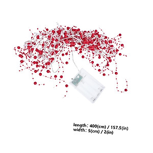 Uonlytech 1pc Light Post Christmas Hanging Light Pearl Beads Lights Birthday Hanging Decorations Berry Beaded Garland Lights Pathway Light Umbrella Pole Light Pearl Chain Fairy Plastic