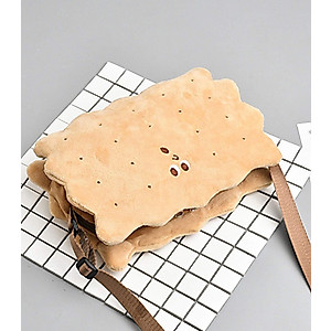 QZUnique Crossbody Bags Biscuit Shoulder Bag Plush Handbags Cute Cartoon Purse Warm Messenger Bags for Women