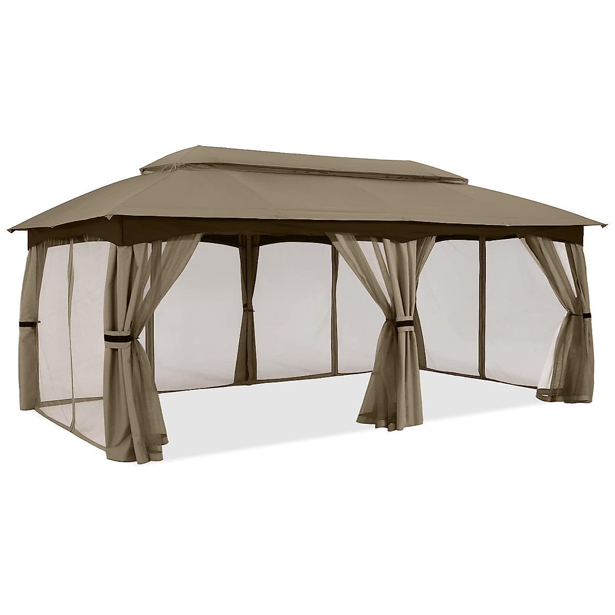 ABCCANOPY 10x20 Outdoor Gazebo - Patio Gazebo with Mosquito Netting, Outdoor Canopies for Shade and Rain for Lawn, Garden, Backyard & Deck (Khaki)