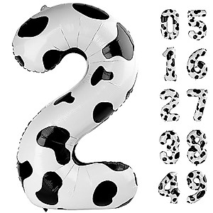 Cow Print Balloon Birthday Decorations, 40 inch Number balloon 0-9(Zero-Nine), Cow Balloon for Farm Birthday Party Supplies, Cow Themed Birthday Decorations (Number 2)