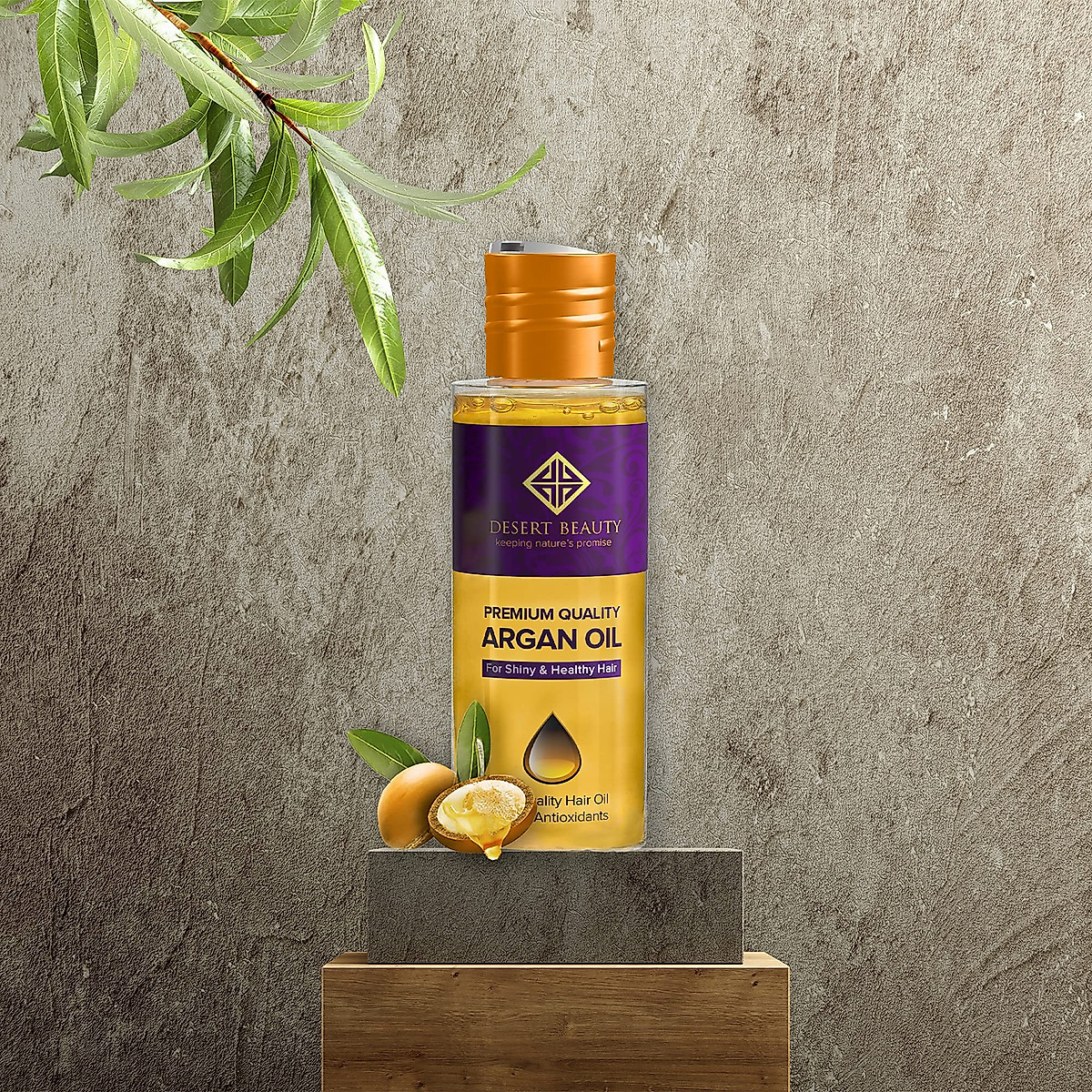 Desert Beauty Argan Oil, 4 oz, Hair Oil Treatment for Dry Damaged Hair, Leave-in Conditioner, Hydrating, Strengthens, Natural, Cruelty Free