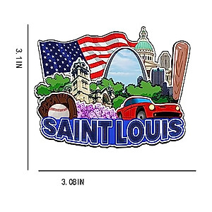 Saint Louis Missouri USA Magnet Fridge Magnet Wooden 3D Landmarks Travel Collectible Souvenirs Decoration Handmade -2797
