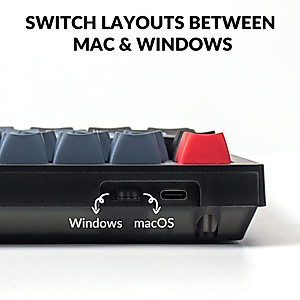 Keychron V1 Wired Custom Mechanical Keyboard Knob Version, 75% Layout QMK/VIA Programmable with Hot-swappable Keychron K Pro Red Switch Compatible with Mac Windows Linux (Frosted Black-Translucent)