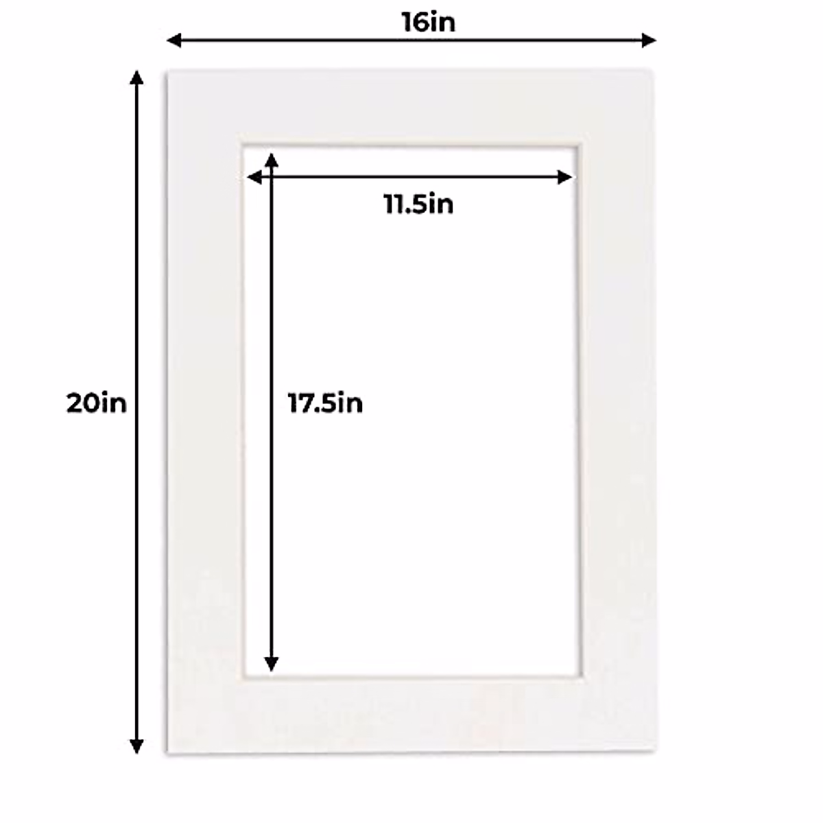 CountryArtHouse Textured White Acid Free 16x20 Picture Frame Mats with White Core Bevel Cut for 12x18 Pictures - Fits 16x20 Frame - One Mat