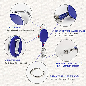 AOMIG 3PCS Retractable Badge Reel with Carabiner Badge Holder, Badge Reels Retractable Heavy Duty with Carabiner Reel Clip and Ring, Badge Holders for ID Card Key Keychain(Pink&Purple&Blue)