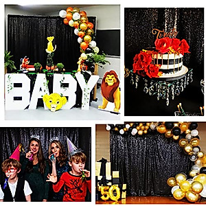 Poise3EHome Black Sequin Backdrop Curtains, 2 Panels Black Sequin Backdrop, 2FTx8FT Sequin Curtains for Party Halloween Christmas Sequence Backdrop
