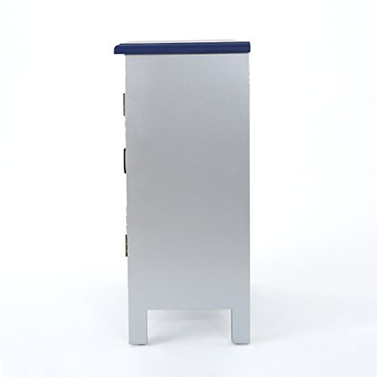 Christopher Knight Home Alana Firwood Cabinet with Faux Wood Overlay, Silver / Navy Blue