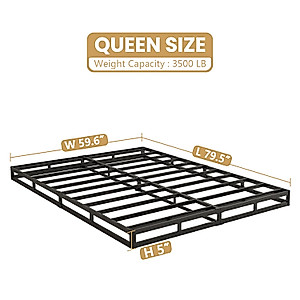 NHODIR Box Spring for Queen Bed, 5 inch Queen Box Spring Only, Strong Metal Frame Mattress Foundation, No Noise, Easy Assembly