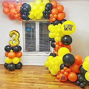 167Pcs Construction Party Balloons Garland Kit for Kids Birthday Dump Truck Quarantine Party Supplies with Orange Black Yellow White Balloons