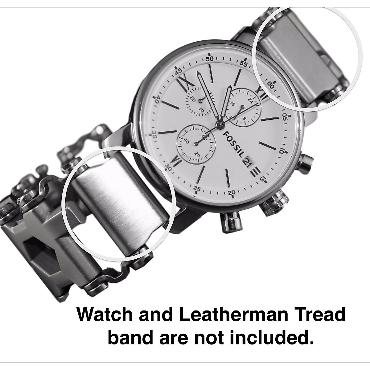 Link- watch adapter compatible with LEATHERMAN TREAD - Stainless Steel (compatible with Apple watch 44mm/ 42mm, Stainless Steel, TREAD)