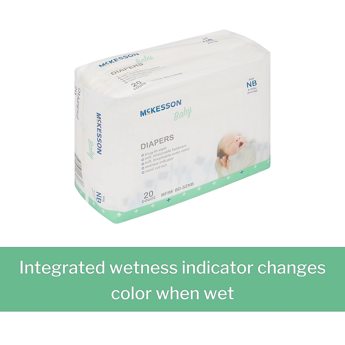 McKesson Baby Diapers for Newborns - Disposable, Breathable, Navel Cut-Out - 0 to 10 lbs, 20 Count, 6 Packs, 120 Total