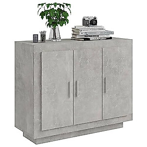 loibinfen Sideboard Buffet Server Storage Cabinet with 3 Doors, Console Table Home Kitchen Sideboard Dining Room Furniture Entryway Cupboard, Concrete Gray 36.2"x13.8"x29.5" -AA
