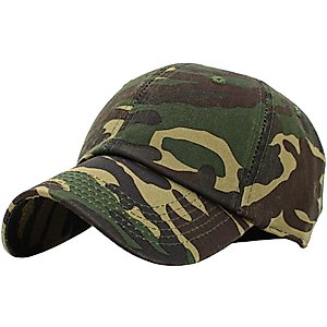 KB-LOW CAM Classic Cotton Dad Hat Adjustable Plain Cap. Polo Style Low Profile (Unstructured) (Classic) Camouflage Adjustable