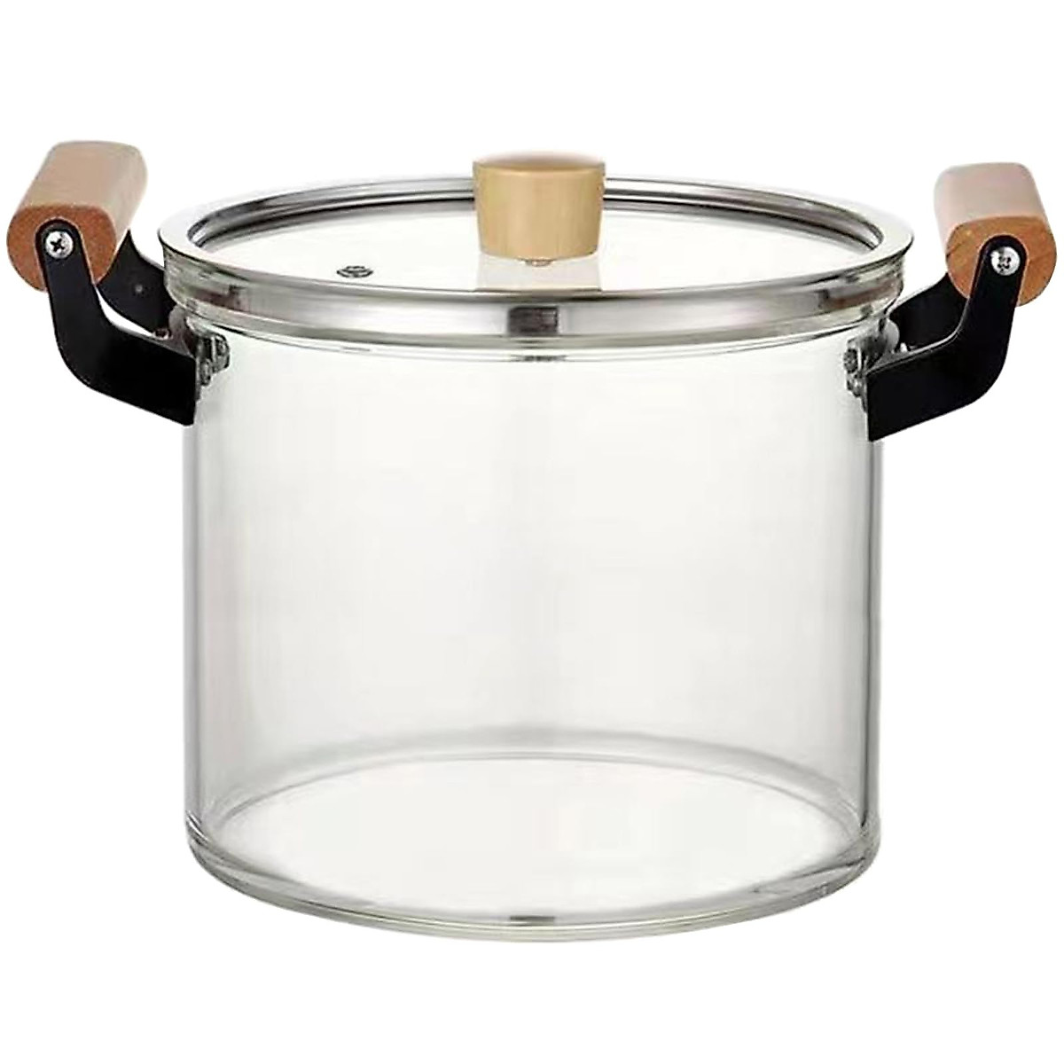 Hgjgwqh Clear Glass Pot for Cooking Borosilicate Glass Stovetop Pot with Lid and Wooden Handle Large Glass Saucepan with Cover on Stove Nonstick Glass Simmer Pot for Home Kitchen Restaurant,5.5l
