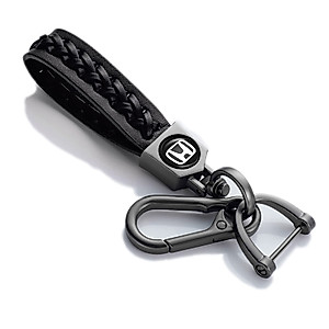 BASLIQ For Honda with Car Logo,Genuine Leather Car Keychain Replacement for Honda CR-V CRV Pilot EX EX-L Travel Keychains Key Chain for Man and Woman Family Keyring car Accessories