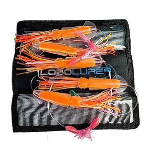 Squidnation Pakula Game Fish 8 Inch Long Tail Flippy Floppy Fishing Daisy Chain Tuna & Marlin by Lobo Lures (Brad J Glow), Medium