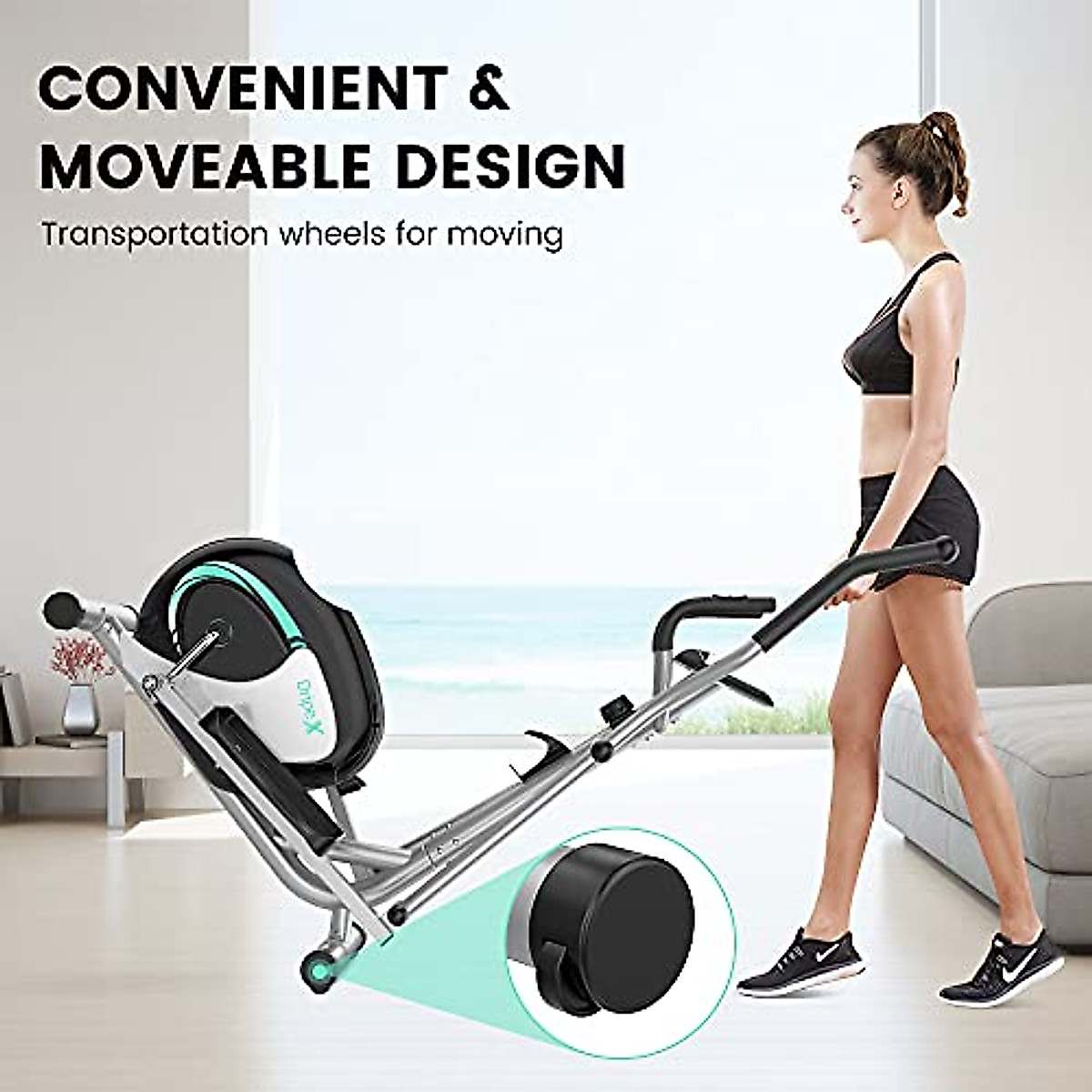 Dripex Elliptical Machines for Home, Cardio Fitness Cross Trainer w/Hyper-Quiet Magnetic Drive System, 8 Resistance Levels, 6KG Flywheel, Heart Rate Sensor, LCD Monitor, Device Holder